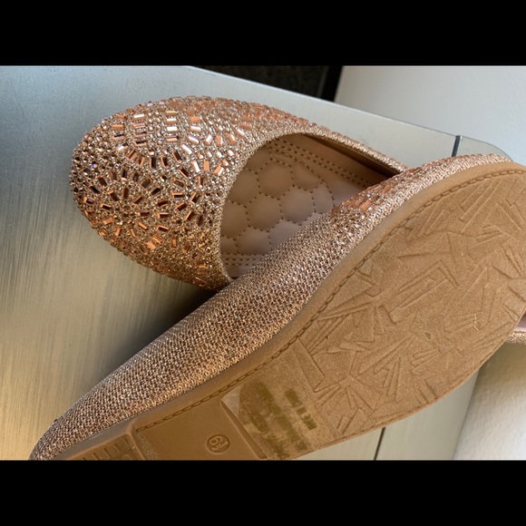 Shoes | Rose Gold Bling Flats | Poshmark